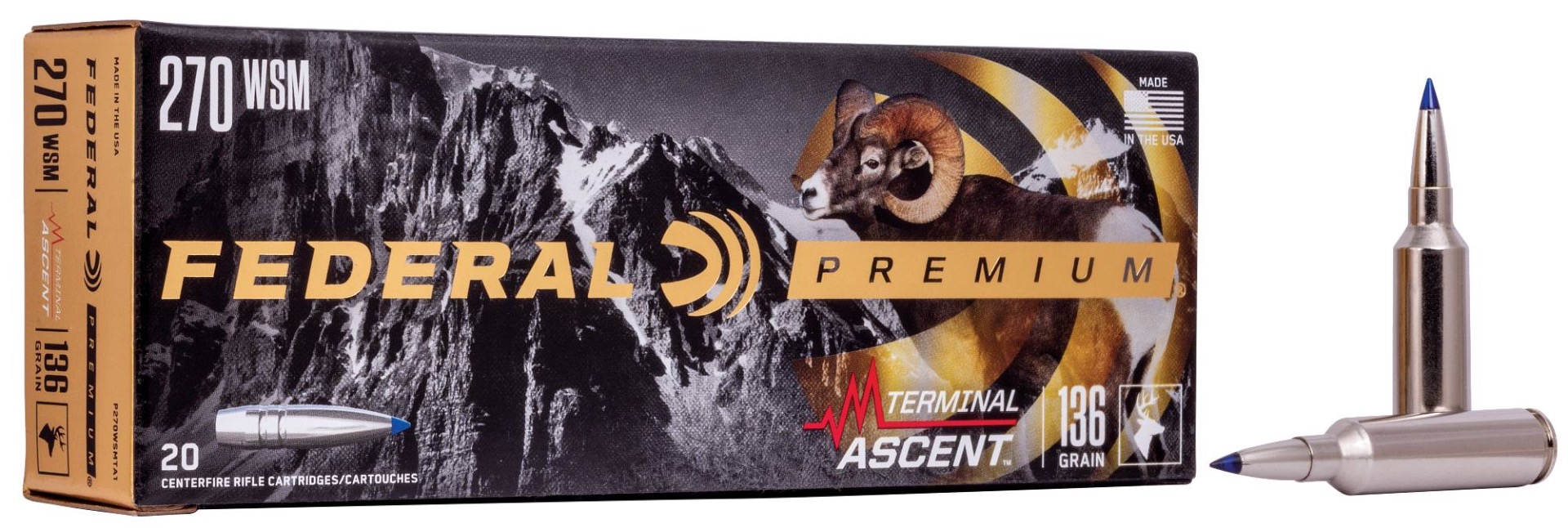 Federal Ammo, 270 WSM 136 Grain Terminal Ascent, 20 Rounds